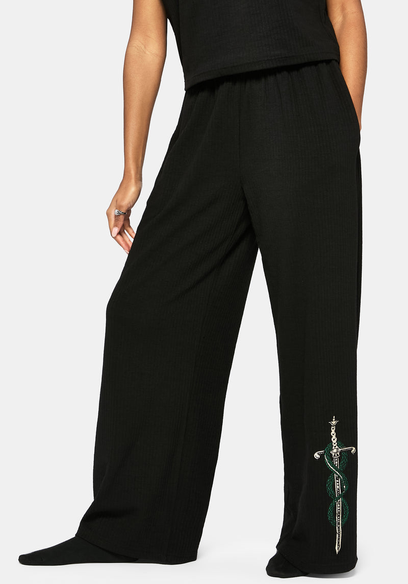 Aelin Sword Embroidered Wide Leg Ribbed Trouser – Disturbia