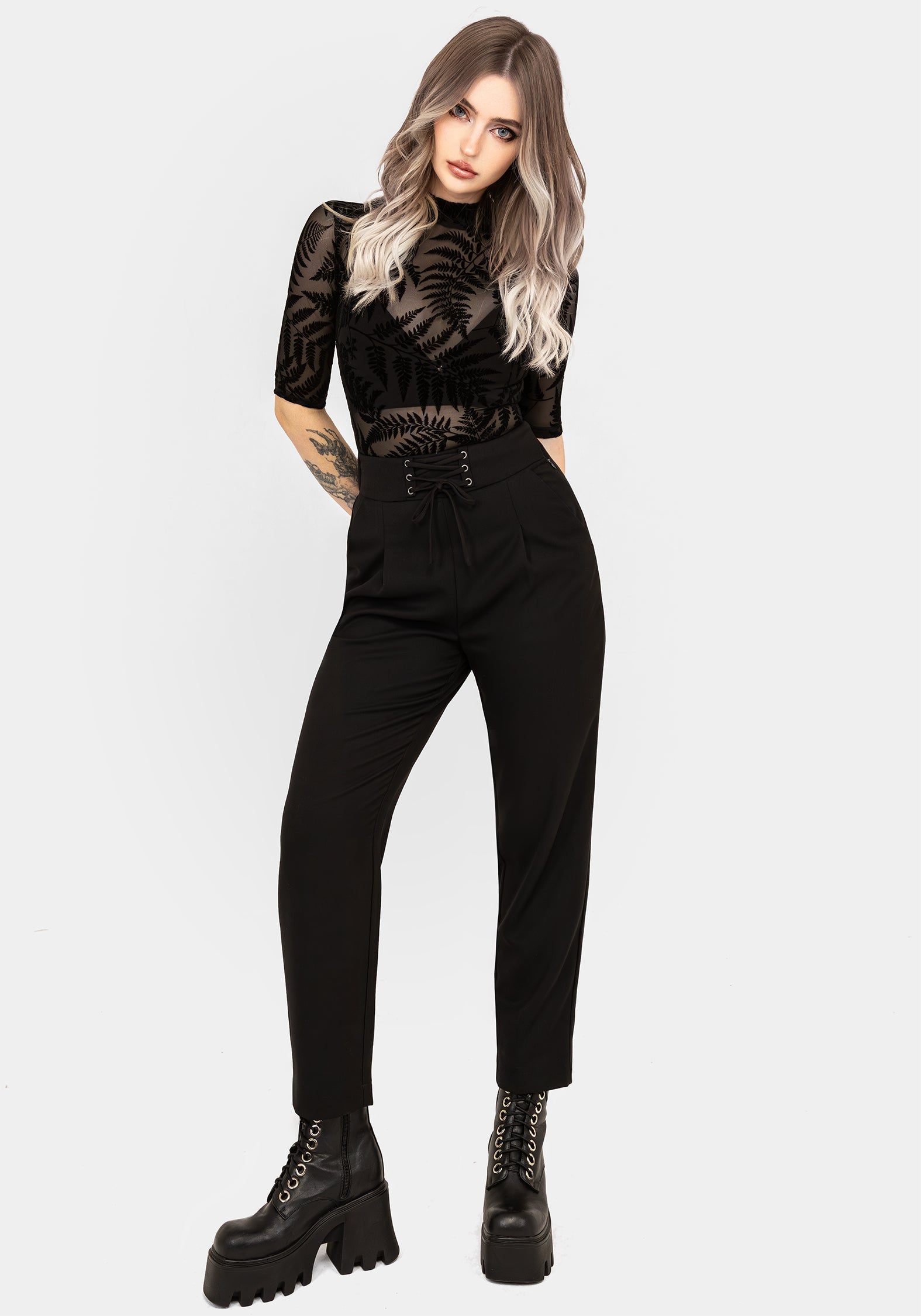 Lunafern Flocked Fern Short Sleeve Mesh Top – Disturbia